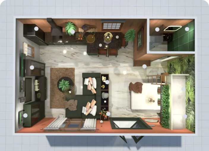 Stylish Modern Kitchen / Living Room Design - Free Online Design | 3D ...